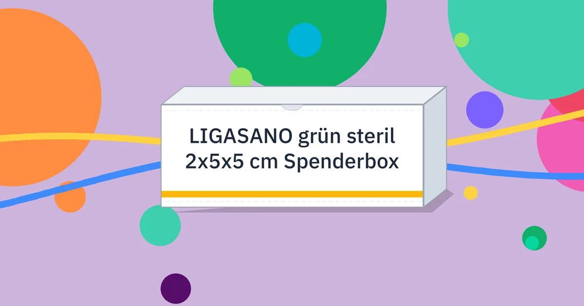Symbolbild: Packung mit der Aufschrift LIGASANO grün steril 2x5x5 cm Spenderbox (PZN 17251858) – Verfügbarkeit und Bezug in Apotheken in Frankfurt am Main