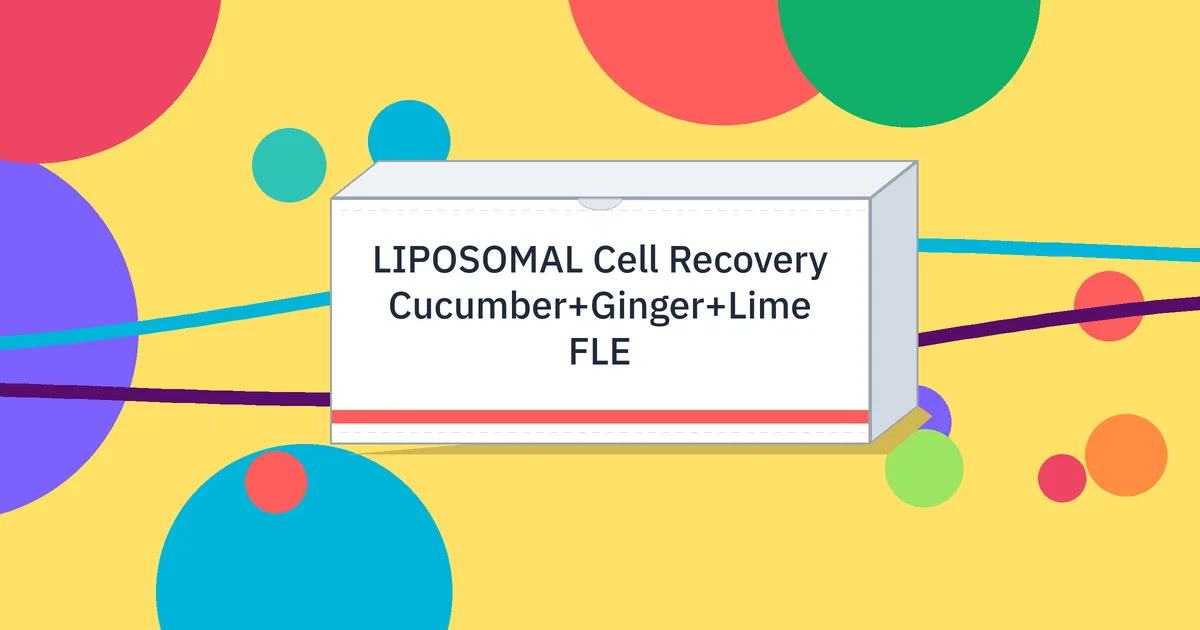 Symbolbild: Packung mit der Aufschrift LIPOSOMAL Cell Recovery Cucumber+Ginger+Lime FLE (PZN 19407129) – Verfügbarkeit und Bezug in Apotheken in Frankfurt am Main