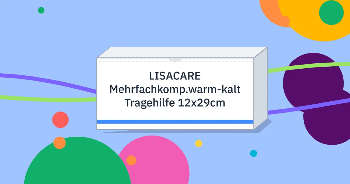 Symbolbild: Packung mit der Aufschrift LISACARE Mehrfachkomp.warm-kalt Tragehilfe 12x29cm (PZN 19821857) – Verfügbarkeit und Bezug in Apotheken in Frankfurt am Main