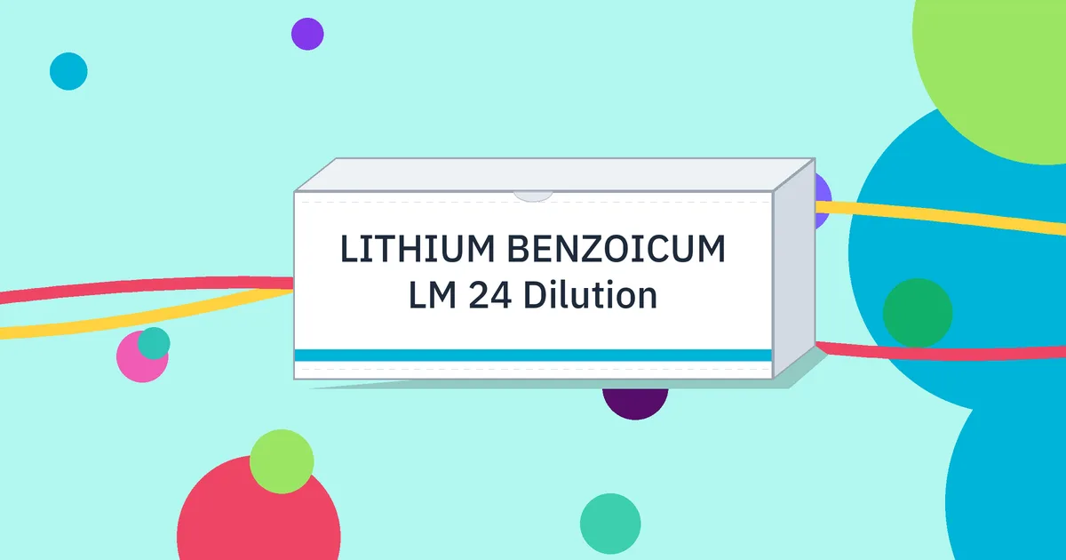 Symbolbild: Packung mit der Aufschrift LITHIUM BENZOICUM LM 24 Dilution (PZN 13531673) – Verfügbarkeit und Bezug in Apotheken in Frankfurt am Main