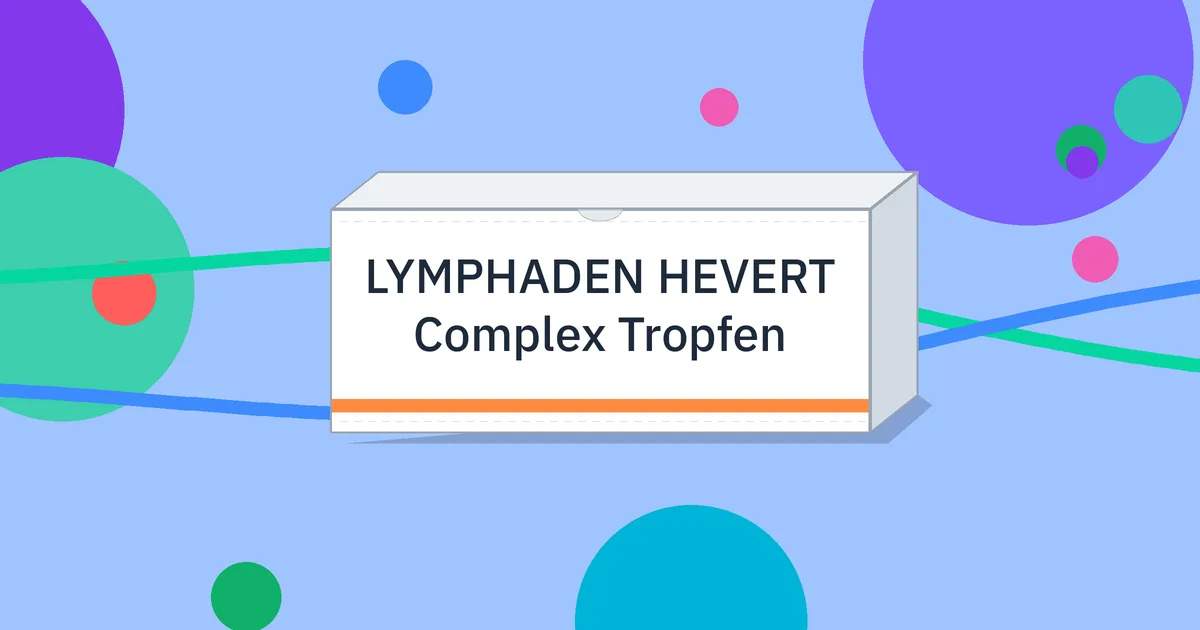 Symbolbild: Packung mit der Aufschrift LYMPHADEN HEVERT Complex Tropfen (PZN 01314663) – Verfügbarkeit und Bezug in Apotheken in Frankfurt am Main