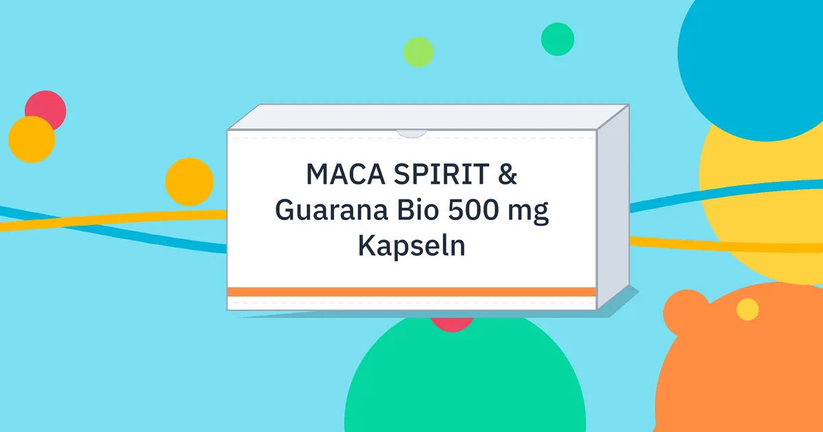 Symbolbild: Packung mit der Aufschrift MACA SPIRIT & Guarana Bio 500 mg Kapseln (PZN 10187608) – Verfügbarkeit und Bezug in Apotheken in Frankfurt am Main