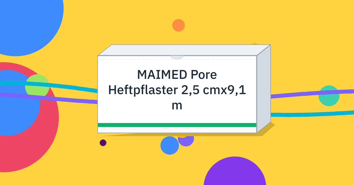 Symbolbild: Packung mit der Aufschrift MAIMED Pore Heftpflaster 2,5 cmx9,1 m (PZN 04002622) – Verfügbarkeit und Bezug in Apotheken in Frankfurt am Main