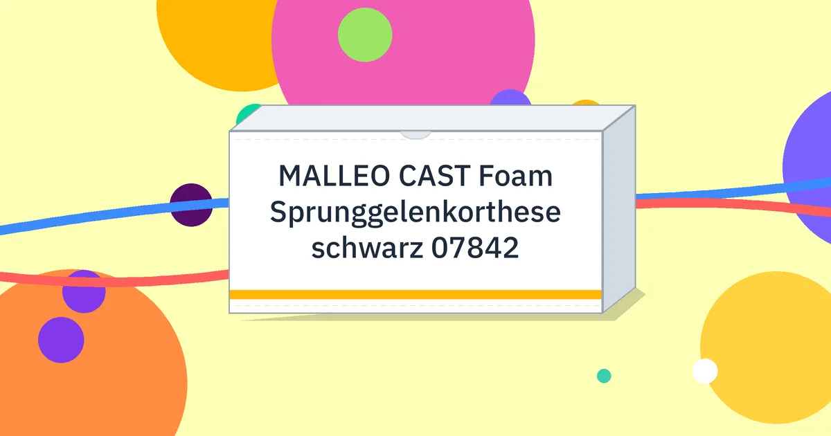 Symbolbild: Packung mit der Aufschrift MALLEO CAST Foam Sprunggelenkorthese schwarz 07842 (PZN 16320391) – Verfügbarkeit und Bezug in Apotheken in Frankfurt am Main