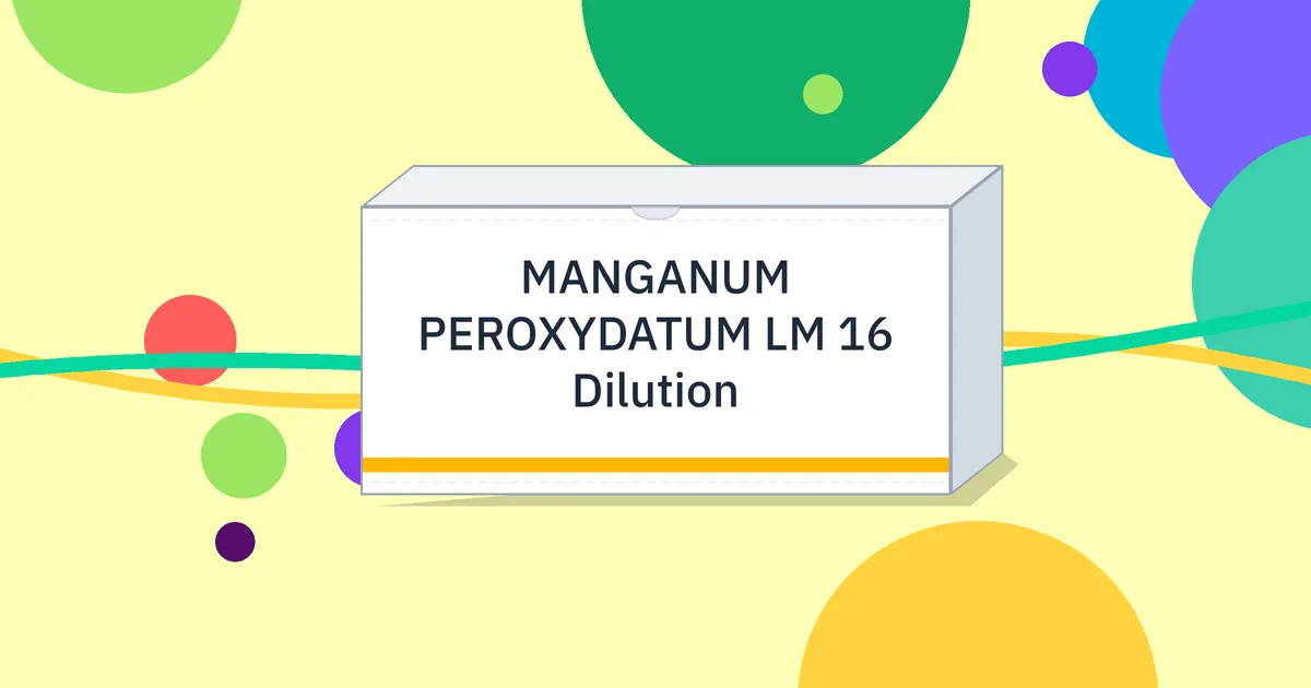 Symbolbild: Packung mit der Aufschrift MANGANUM PEROXYDATUM LM 16 Dilution (PZN 12945119) – Verfügbarkeit und Bezug in Apotheken in Frankfurt am Main