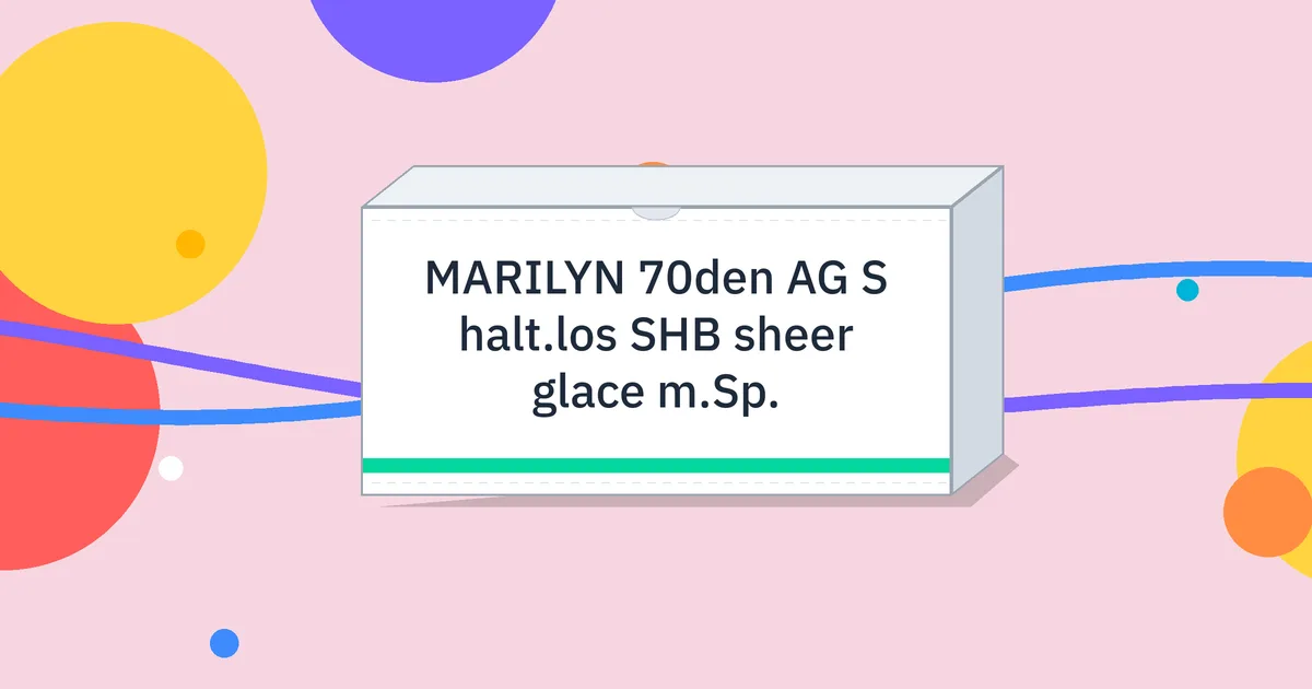 Symbolbild: Packung mit der Aufschrift MARILYN 70den AG S halt.los SHB sheer glace m.Sp. (PZN 16187644) – Verfügbarkeit und Bezug in Apotheken in Frankfurt am Main
