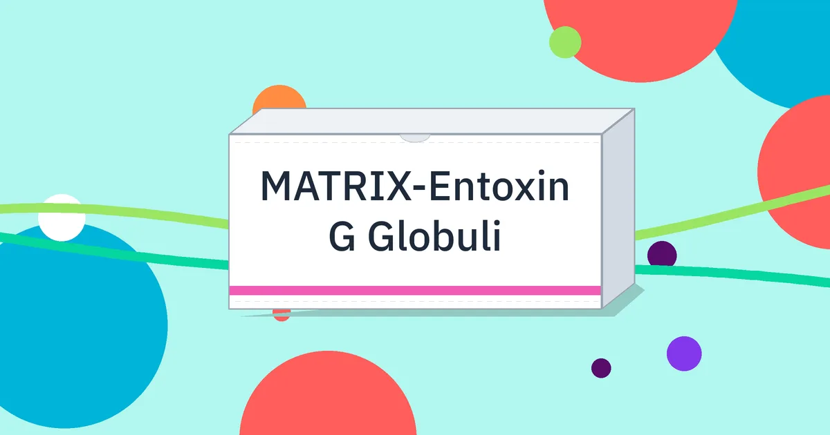 Symbolbild: Packung mit der Aufschrift MATRIX-Entoxin G Globuli (PZN 01401988) – Verfügbarkeit und Bezug in Apotheken in Frankfurt am Main
