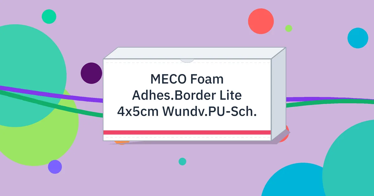 Symbolbild: Packung mit der Aufschrift MECO Foam Adhes.Border Lite 4x5cm Wundv.PU-Sch. (PZN 20090502) – Verfügbarkeit und Bezug in Apotheken in Frankfurt am Main