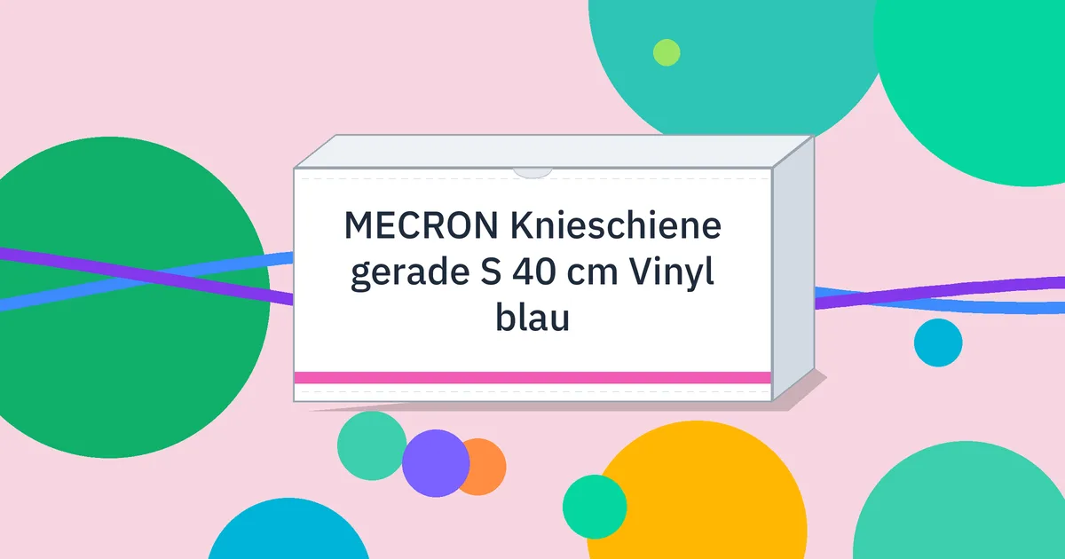 Symbolbild: Packung mit der Aufschrift MECRON Knieschiene gerade S 40 cm Vinyl blau (PZN 02904378) – Verfügbarkeit und Bezug in Apotheken in Frankfurt am Main