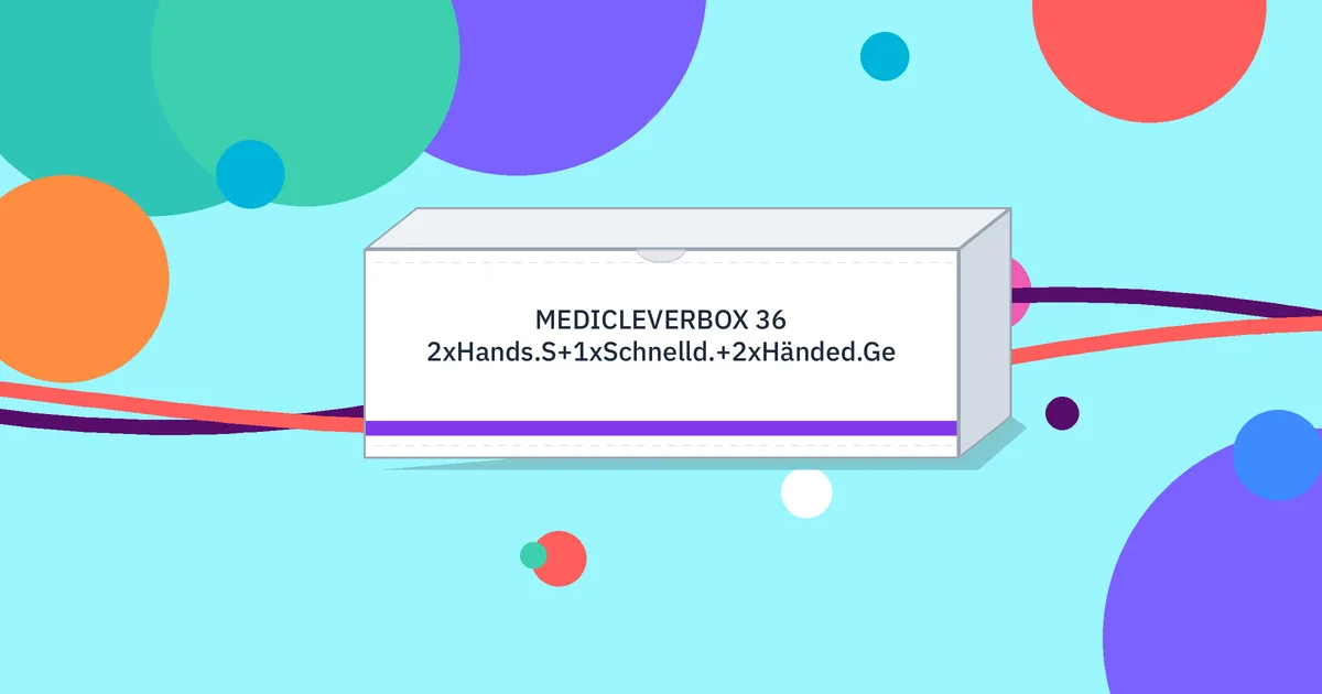 Symbolbild: Packung mit der Aufschrift MEDICLEVERBOX 36 2xHands.S+1xSchnelld.+2xHänded.Ge (PZN 19112730) – Verfügbarkeit und Bezug in Apotheken in Frankfurt am Main