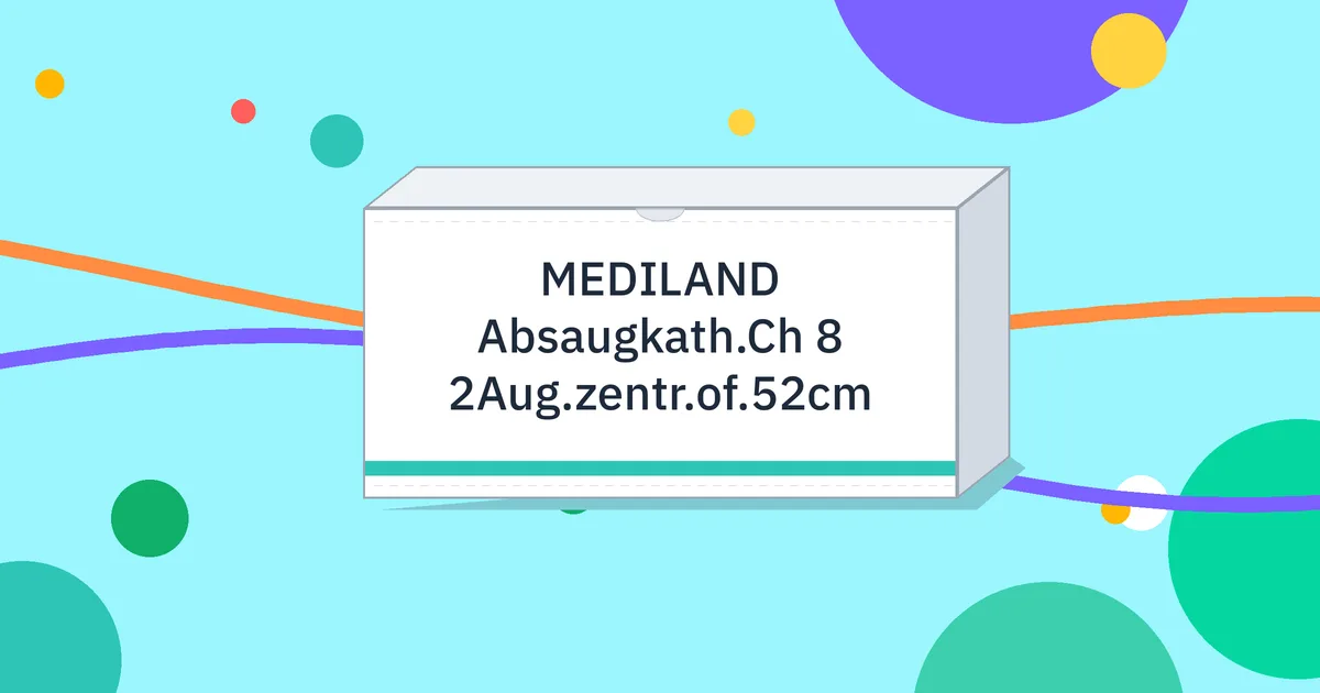 Symbolbild: Packung mit der Aufschrift MEDILAND Absaugkath.Ch 8 2Aug.zentr.of.52cm (PZN 01156862) – Verfügbarkeit und Bezug in Apotheken in Frankfurt am Main
