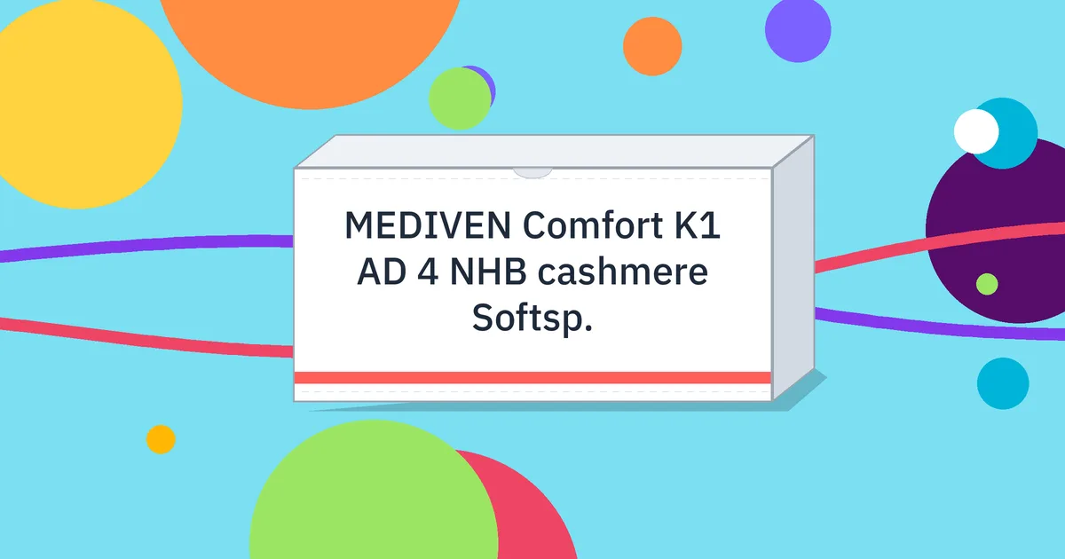 Symbolbild: Packung mit der Aufschrift MEDIVEN Comfort K1 AD 4 NHB cashmere Softsp. (PZN 14659228) – Verfügbarkeit und Bezug in Apotheken in Frankfurt am Main