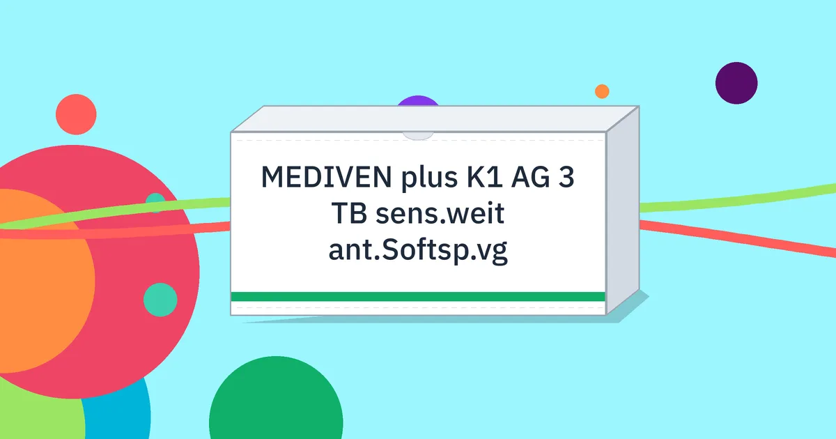 Symbolbild: Packung mit der Aufschrift MEDIVEN plus K1 AG 3 TB sens.weit ant.Softsp.vg (PZN 15064997) – Verfügbarkeit und Bezug in Apotheken in Frankfurt am Main