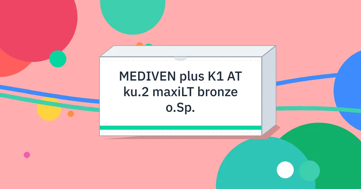 Symbolbild: Packung mit der Aufschrift MEDIVEN plus K1 AT ku.2 maxiLT bronze o.Sp. (PZN 15069670) – Verfügbarkeit und Bezug in Apotheken in Frankfurt am Main