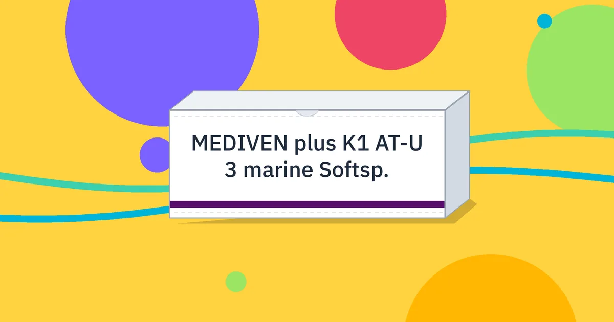 Symbolbild: Packung mit der Aufschrift MEDIVEN plus K1 AT-U 3 marine Softsp. (PZN 15029995) – Verfügbarkeit und Bezug in Apotheken in Frankfurt am Main