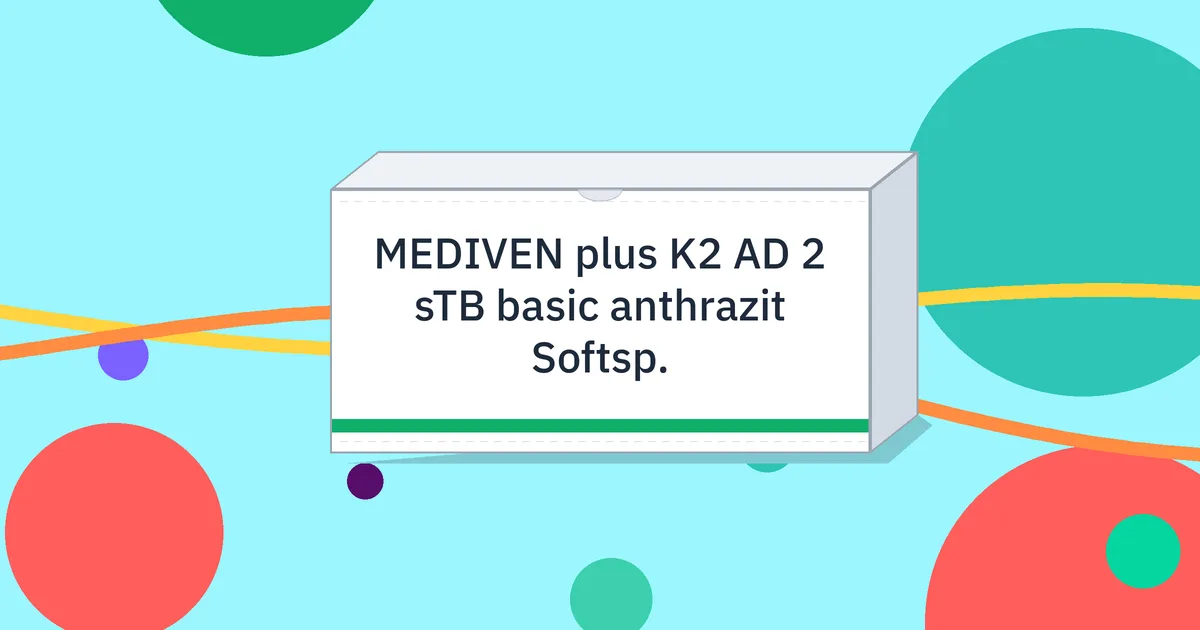 Symbolbild: Packung mit der Aufschrift MEDIVEN plus K2 AD 2 sTB basic anthrazit Softsp. (PZN 15095354) – Verfügbarkeit und Bezug in Apotheken in Frankfurt am Main