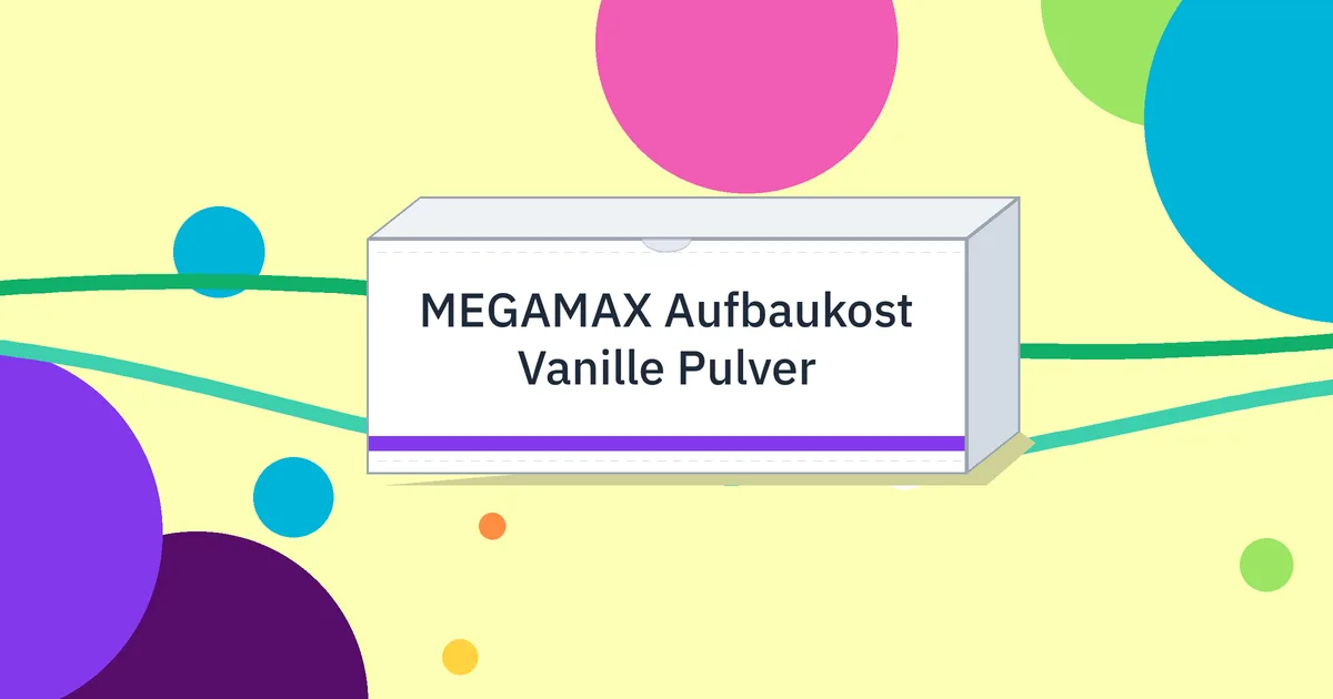 Symbolbild: Packung mit der Aufschrift MEGAMAX Aufbaukost Vanille Pulver (PZN 03246730) – Verfügbarkeit und Bezug in Apotheken in Frankfurt am Main