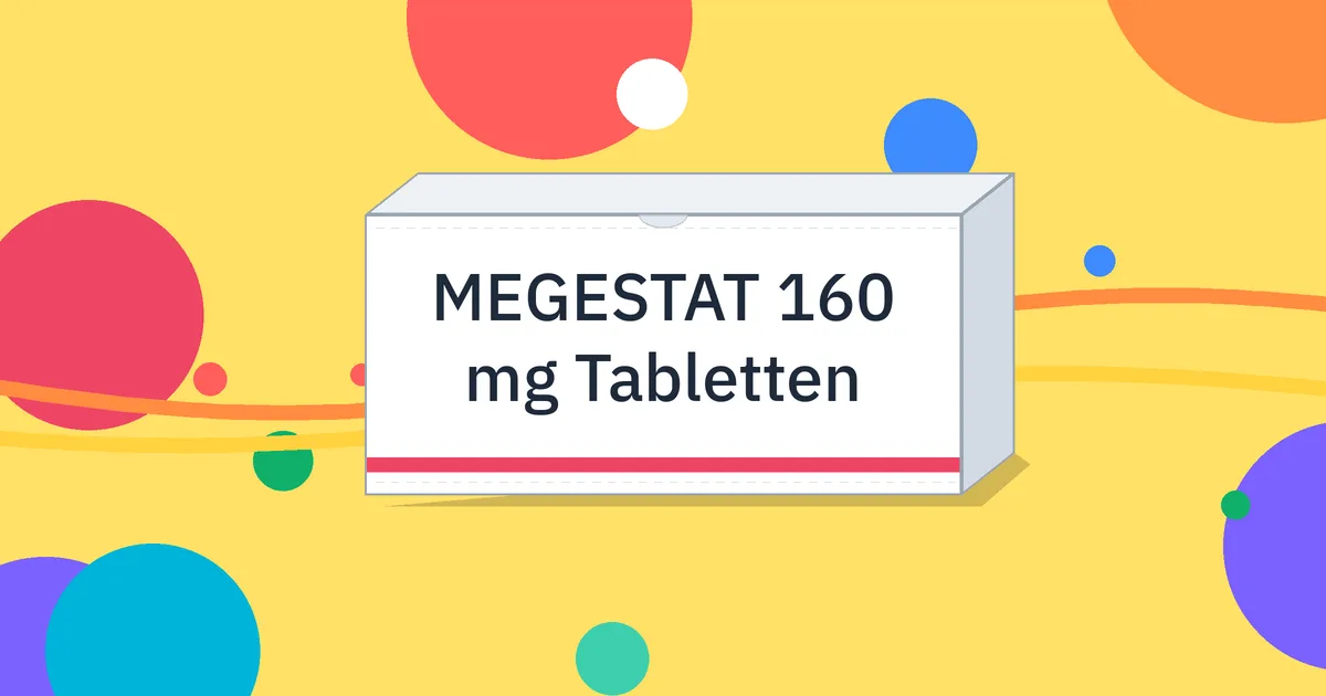 Symbolbild: Packung mit der Aufschrift MEGESTAT 160 mg Tabletten (PZN 18761604) – Verfügbarkeit und Bezug in Apotheken in Frankfurt am Main