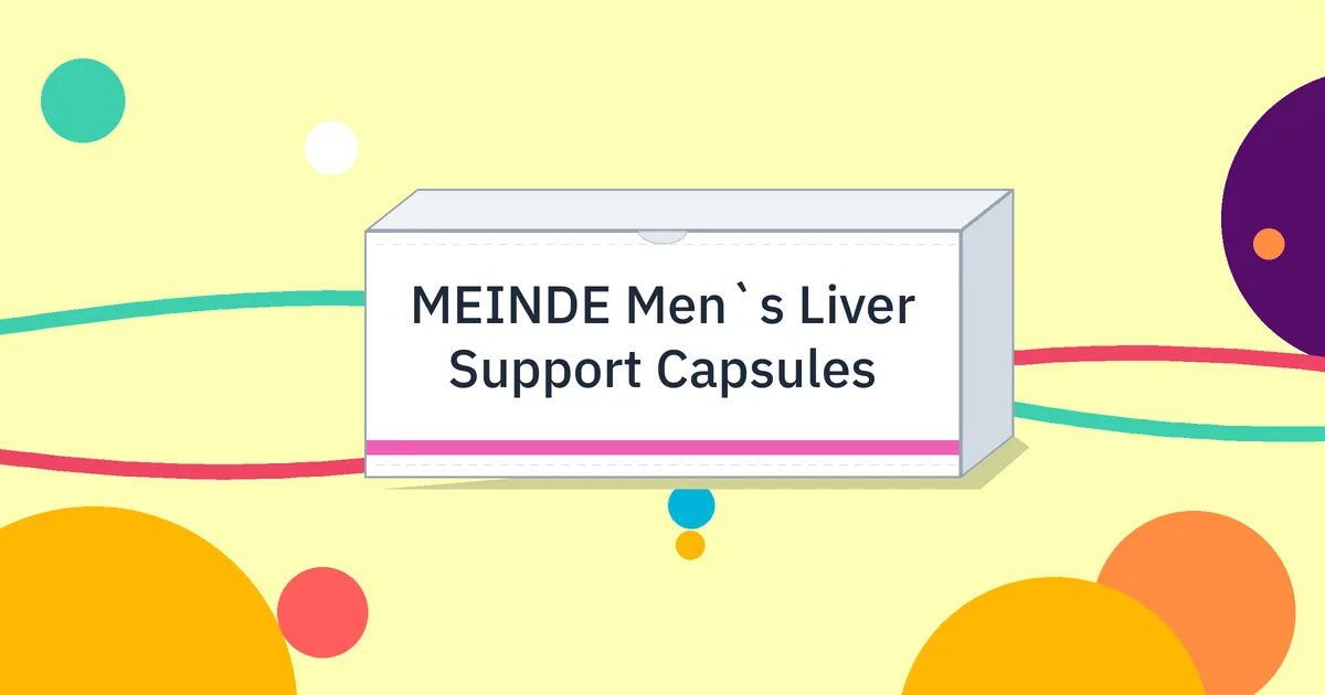 Symbolbild: Packung mit der Aufschrift MEINDE Men`s Liver Support Capsules (PZN 20107639) – Verfügbarkeit und Bezug in Apotheken in Frankfurt am Main