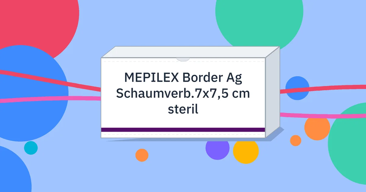 Symbolbild: Packung mit der Aufschrift MEPILEX Border Ag Schaumverb.7x7,5 cm steril (PZN 18052167) – Verfügbarkeit und Bezug in Apotheken in Frankfurt am Main
