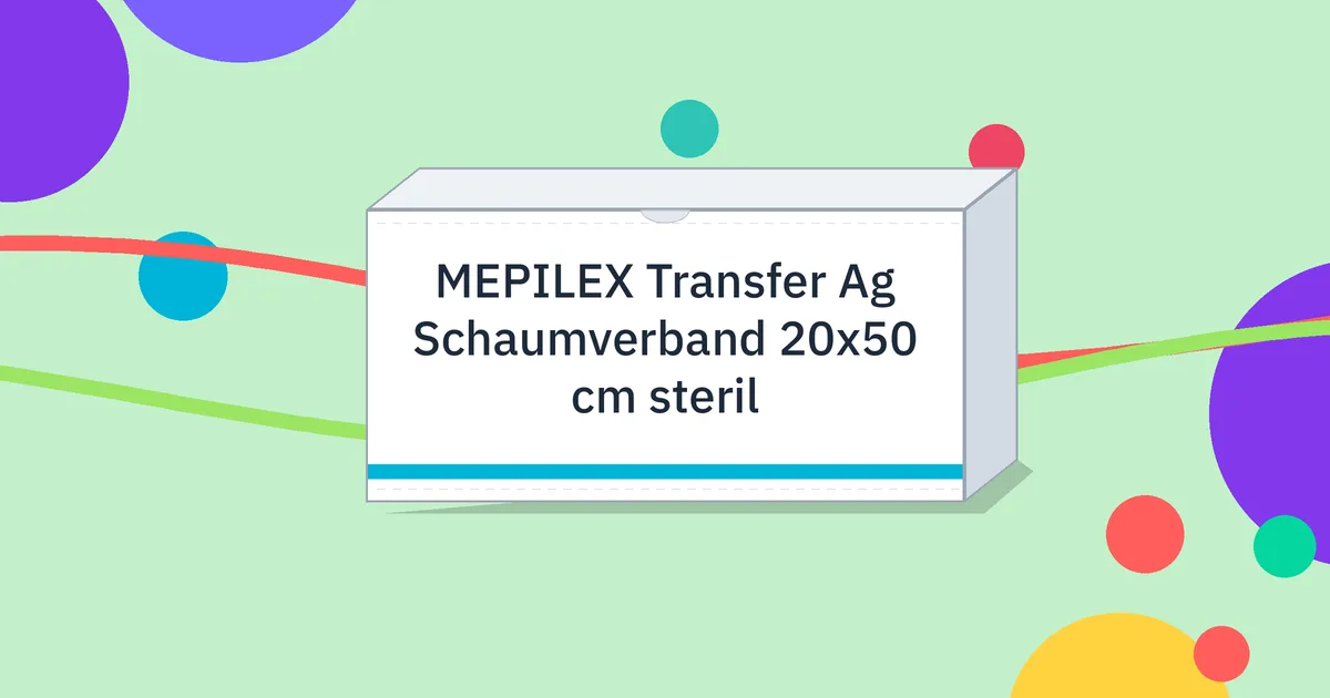 Symbolbild: Packung mit der Aufschrift MEPILEX Transfer Ag Schaumverband 20x50 cm steril (PZN 11152291) – Verfügbarkeit und Bezug in Apotheken in Frankfurt am Main