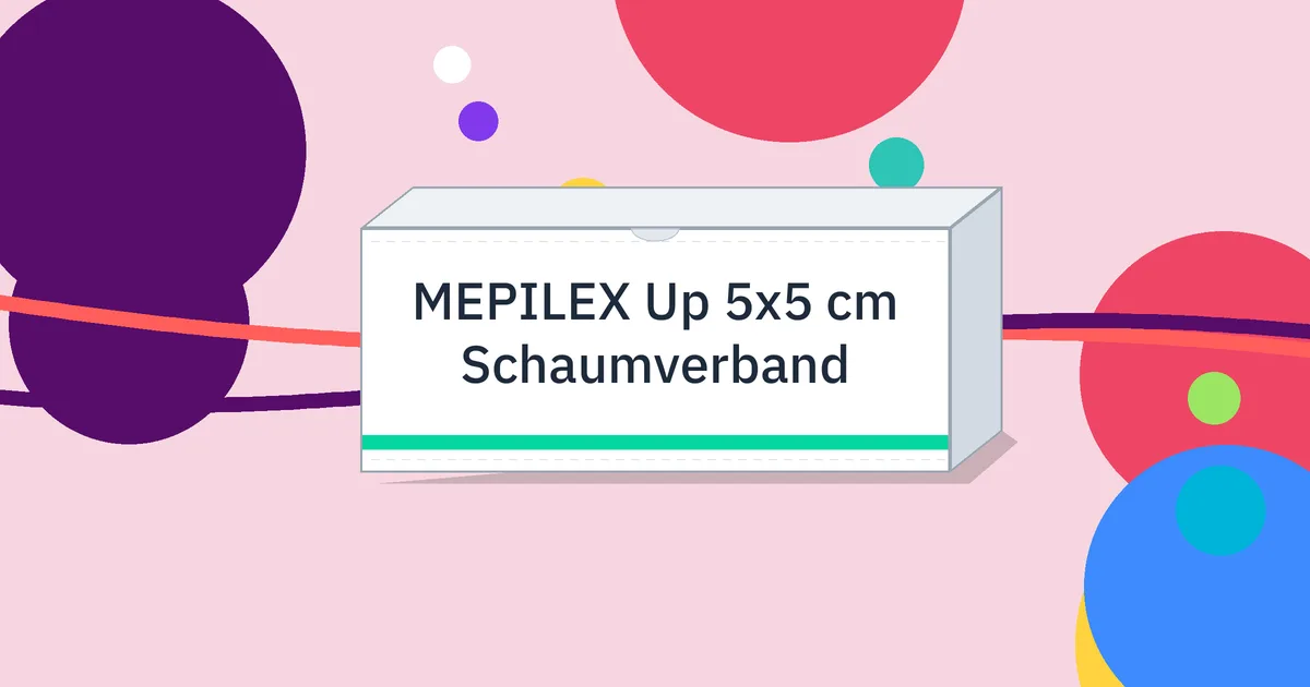 Symbolbild: Packung mit der Aufschrift MEPILEX Up 5x5 cm Schaumverband (PZN 20087925) – Verfügbarkeit und Bezug in Apotheken in Frankfurt am Main