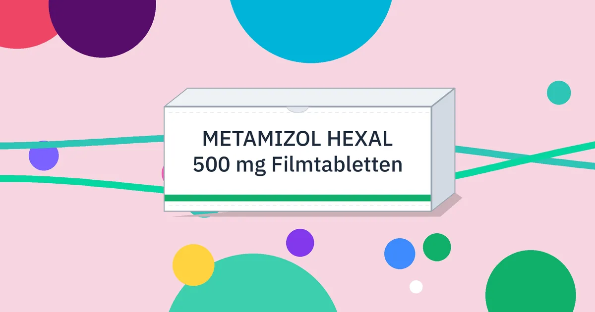 Symbolbild: Packung mit der Aufschrift METAMIZOL HEXAL 500 mg Filmtabletten (PZN 00651306) – Verfügbarkeit und Bezug in Apotheken in Frankfurt am Main