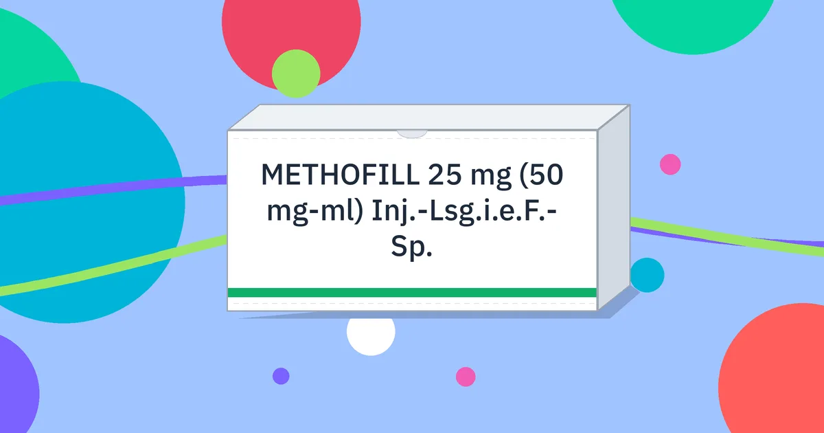 Symbolbild: Packung mit der Aufschrift METHOFILL 25 mg (50 mg-ml) Inj.-Lsg.i.e.F.-Sp. (PZN 11695761) – Verfügbarkeit und Bezug in Apotheken in Frankfurt am Main