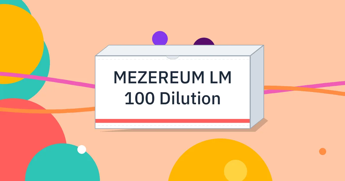 Symbolbild: Packung mit der Aufschrift MEZEREUM LM 100 Dilution (PZN 12956459) – Verfügbarkeit und Bezug in Apotheken in Frankfurt am Main