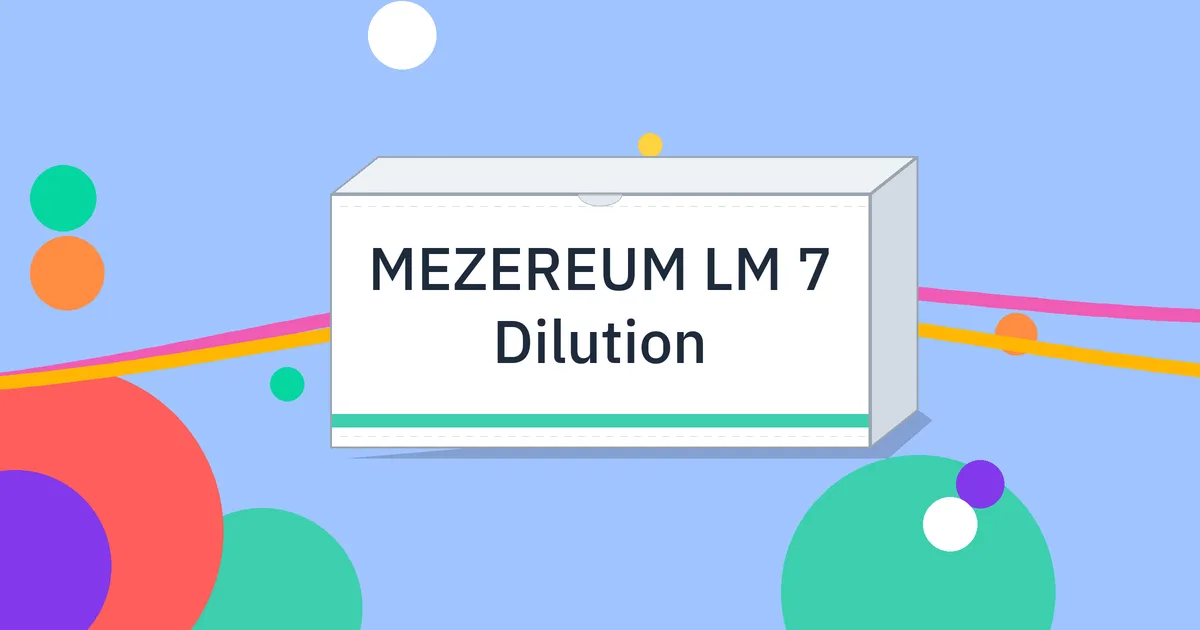 Symbolbild: Packung mit der Aufschrift MEZEREUM LM 7 Dilution (PZN 12956152) – Verfügbarkeit und Bezug in Apotheken in Frankfurt am Main