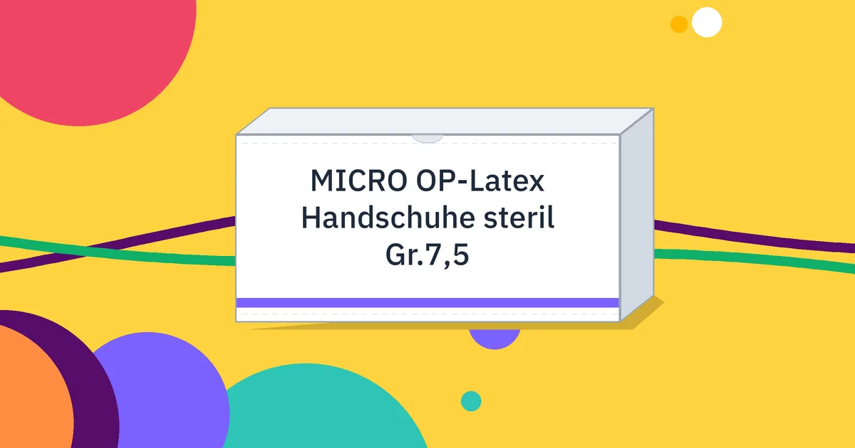 Symbolbild: Packung mit der Aufschrift MICRO OP-Latex Handschuhe steril Gr.7,5 (PZN 06972626) – Verfügbarkeit und Bezug in Apotheken in Frankfurt am Main