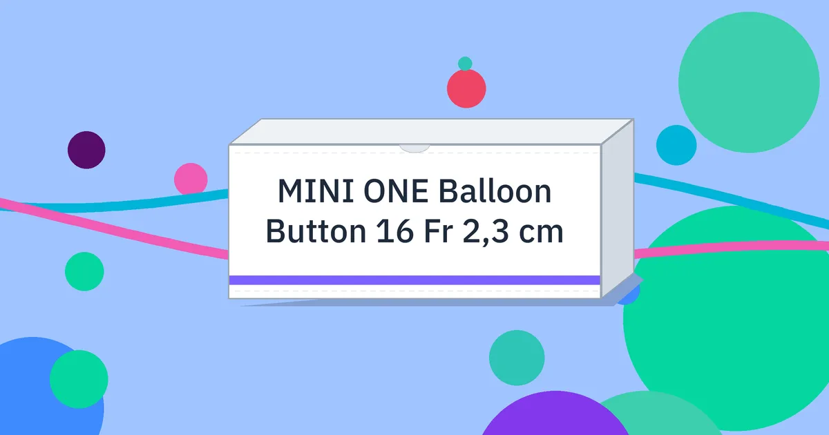 Symbolbild: Packung mit der Aufschrift MINI ONE Balloon Button 16 Fr 2,3 cm (PZN 14342081) – Verfügbarkeit und Bezug in Apotheken in Frankfurt am Main
