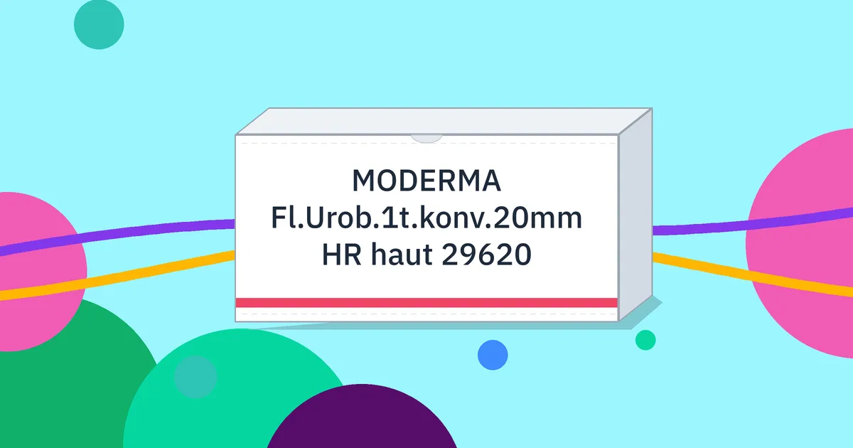 Symbolbild: Packung mit der Aufschrift MODERMA Fl.Urob.1t.konv.20mm HR haut 29620 (PZN 01413709) – Verfügbarkeit und Bezug in Apotheken in Frankfurt am Main