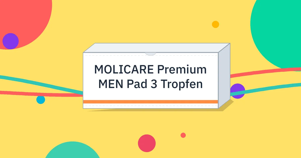 Symbolbild: Packung mit der Aufschrift MOLICARE Premium MEN Pad 3 Tropfen (PZN 18659202) – Verfügbarkeit und Bezug in Apotheken in Frankfurt am Main