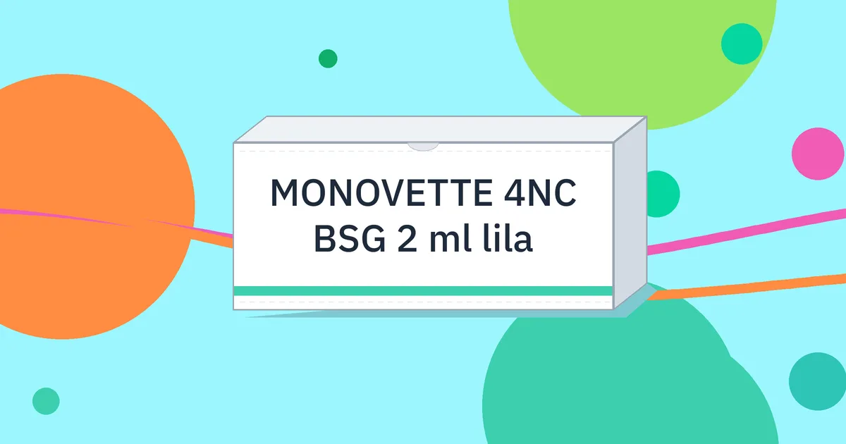Symbolbild: Packung mit der Aufschrift MONOVETTE 4NC BSG 2 ml lila (PZN 09690928) – Verfügbarkeit und Bezug in Apotheken in Frankfurt am Main