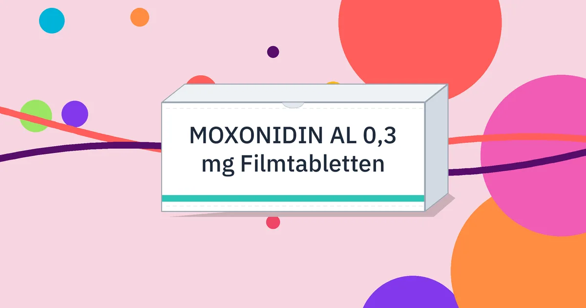Symbolbild: Packung mit der Aufschrift MOXONIDIN AL 0,3 mg Filmtabletten (PZN 01036112) – Verfügbarkeit und Bezug in Apotheken in Frankfurt am Main