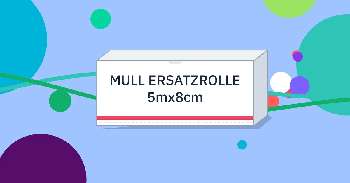 Symbolbild: Packung mit der Aufschrift MULL ERSATZROLLE 5mx8cm (PZN 01721701) – Verfügbarkeit und Bezug in Apotheken in Frankfurt am Main
