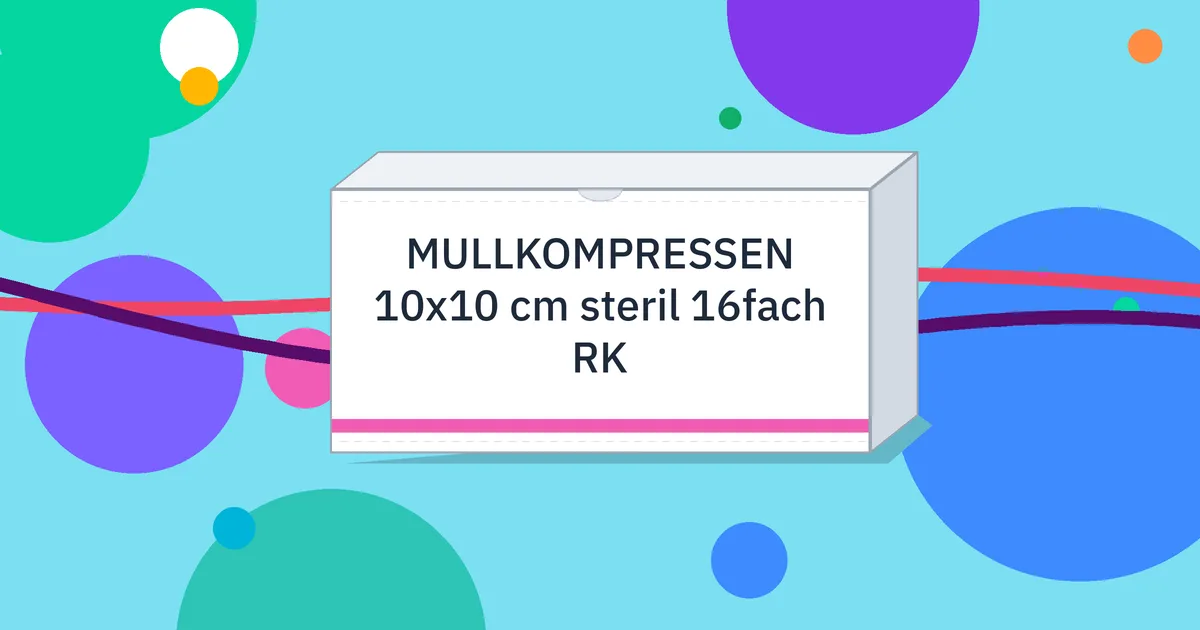 Symbolbild: Packung mit der Aufschrift MULLKOMPRESSEN 10x10 cm steril 16fach RK (PZN 09213967) – Verfügbarkeit und Bezug in Apotheken in Frankfurt am Main
