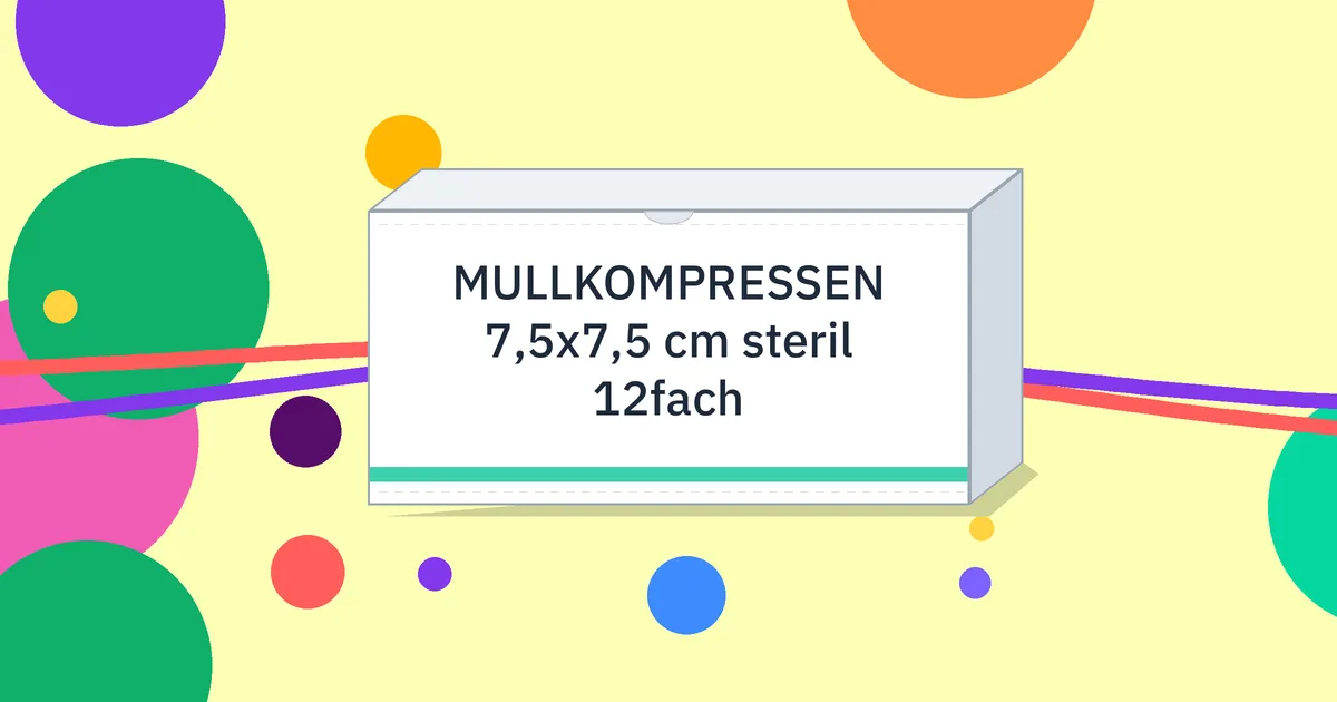 Symbolbild: Packung mit der Aufschrift MULLKOMPRESSEN 7,5x7,5 cm steril 12fach (PZN 04018008) – Verfügbarkeit und Bezug in Apotheken in Frankfurt am Main