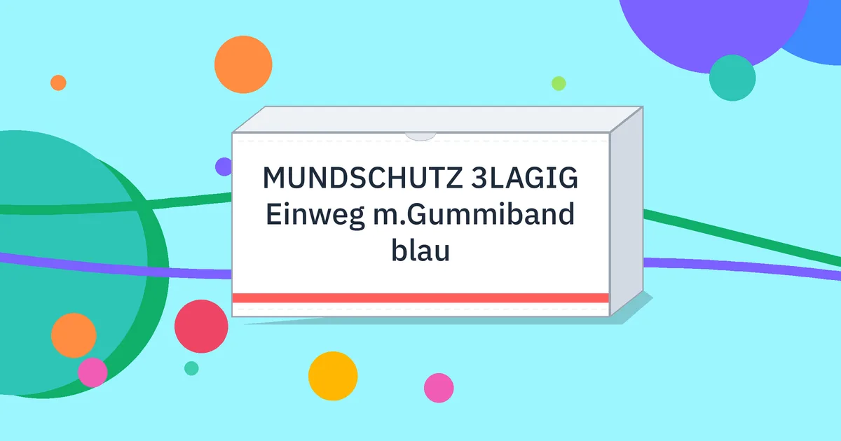 Symbolbild: Packung mit der Aufschrift MUNDSCHUTZ 3LAGIG Einweg m.Gummiband blau (PZN 18096727) – Verfügbarkeit und Bezug in Apotheken in Frankfurt am Main
