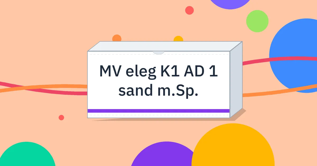 Symbolbild: Packung mit der Aufschrift MV eleg K1 AD 1 sand m.Sp. (PZN 18916627) – Verfügbarkeit und Bezug in Apotheken in Frankfurt am Main