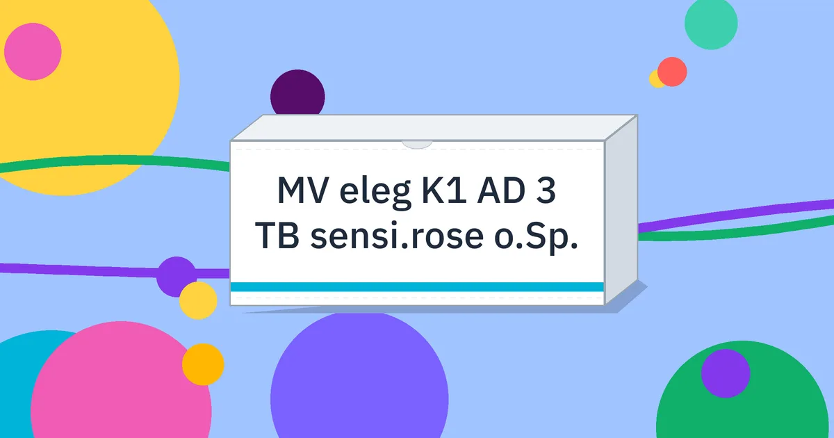 Symbolbild: Packung mit der Aufschrift MV eleg K1 AD 3 TB sensi.rose o.Sp. (PZN 14684775) – Verfügbarkeit und Bezug in Apotheken in Frankfurt am Main