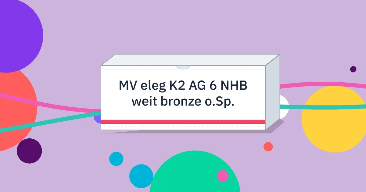 Symbolbild: Packung mit der Aufschrift MV eleg K2 AG 6 NHB weit bronze o.Sp. (PZN 15728894) – Verfügbarkeit und Bezug in Apotheken in Frankfurt am Main