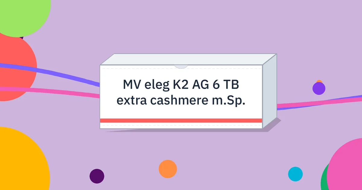Symbolbild: Packung mit der Aufschrift MV eleg K2 AG 6 TB extra cashmere m.Sp. (PZN 14678154) – Verfügbarkeit und Bezug in Apotheken in Frankfurt am Main