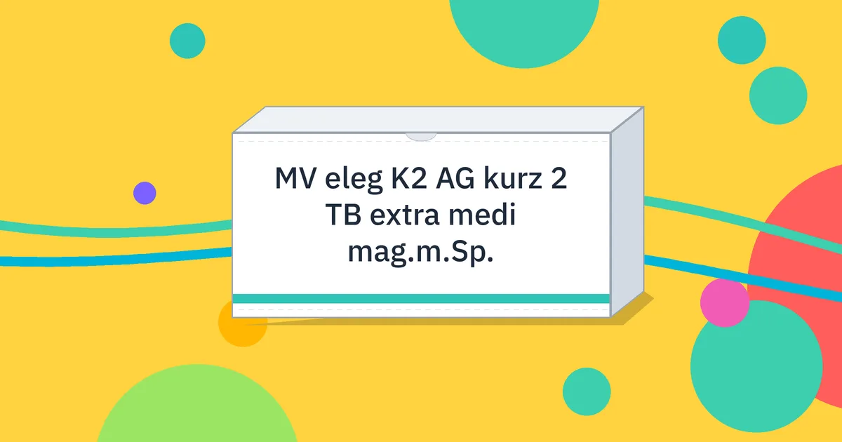 Symbolbild: Packung mit der Aufschrift MV eleg K2 AG kurz 2 TB extra medi mag.m.Sp. (PZN 14635819) – Verfügbarkeit und Bezug in Apotheken in Frankfurt am Main