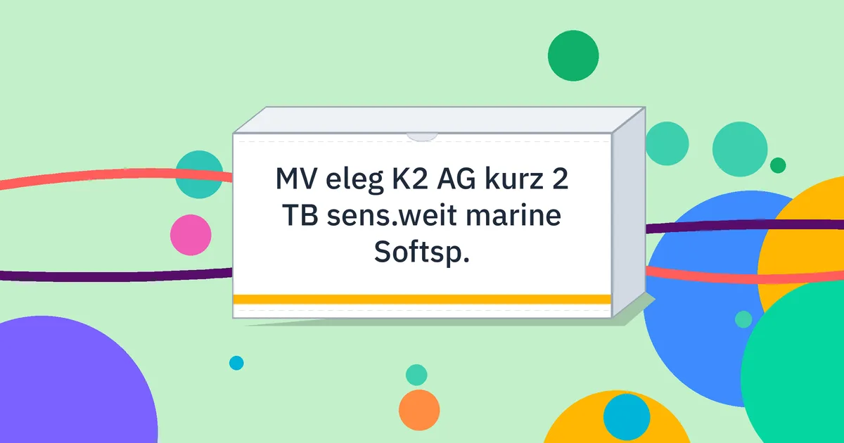 Symbolbild: Packung mit der Aufschrift MV eleg K2 AG kurz 2 TB sens.weit marine Softsp. (PZN 14607154) – Verfügbarkeit und Bezug in Apotheken in Frankfurt am Main