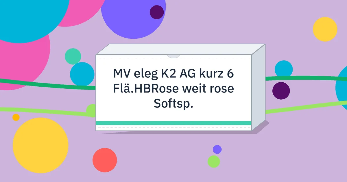 Symbolbild: Packung mit der Aufschrift MV eleg K2 AG kurz 6 Flä.HBRose weit rose Softsp. (PZN 15705982) – Verfügbarkeit und Bezug in Apotheken in Frankfurt am Main
