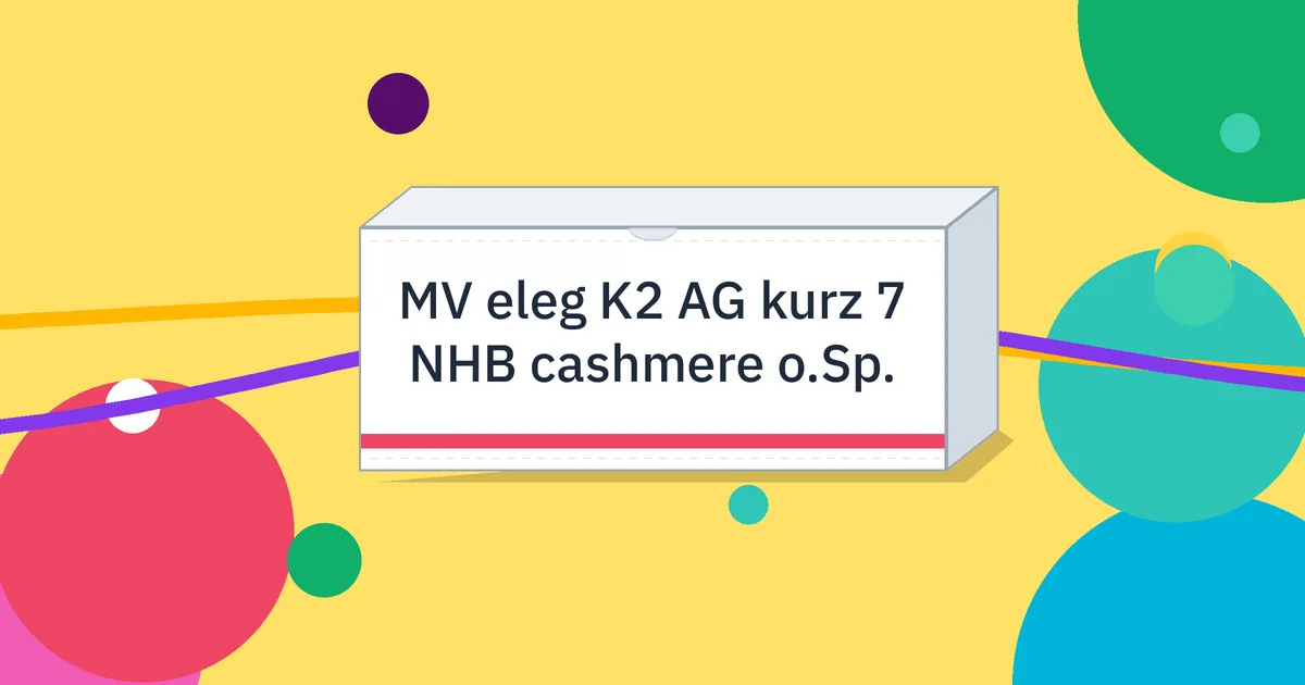 Symbolbild: Packung mit der Aufschrift MV eleg K2 AG kurz 7 NHB cashmere o.Sp. (PZN 15715839) – Verfügbarkeit und Bezug in Apotheken in Frankfurt am Main