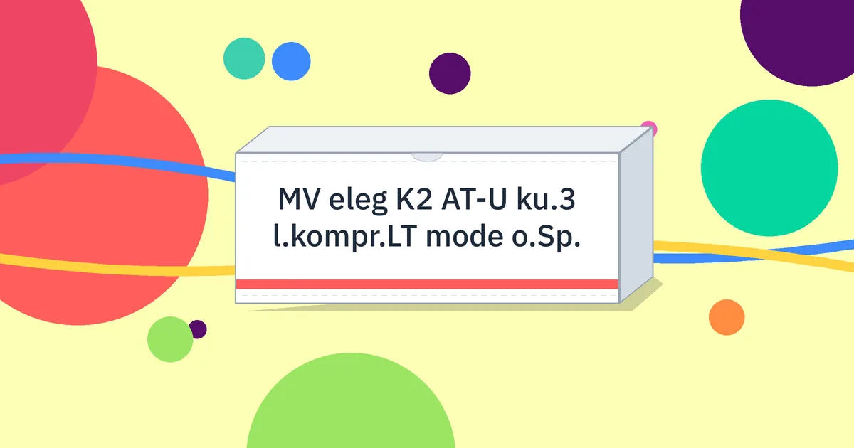 Symbolbild: Packung mit der Aufschrift MV eleg K2 AT-U ku.3 l.kompr.LT mode o.Sp. (PZN 06191461) – Verfügbarkeit und Bezug in Apotheken in Frankfurt am Main
