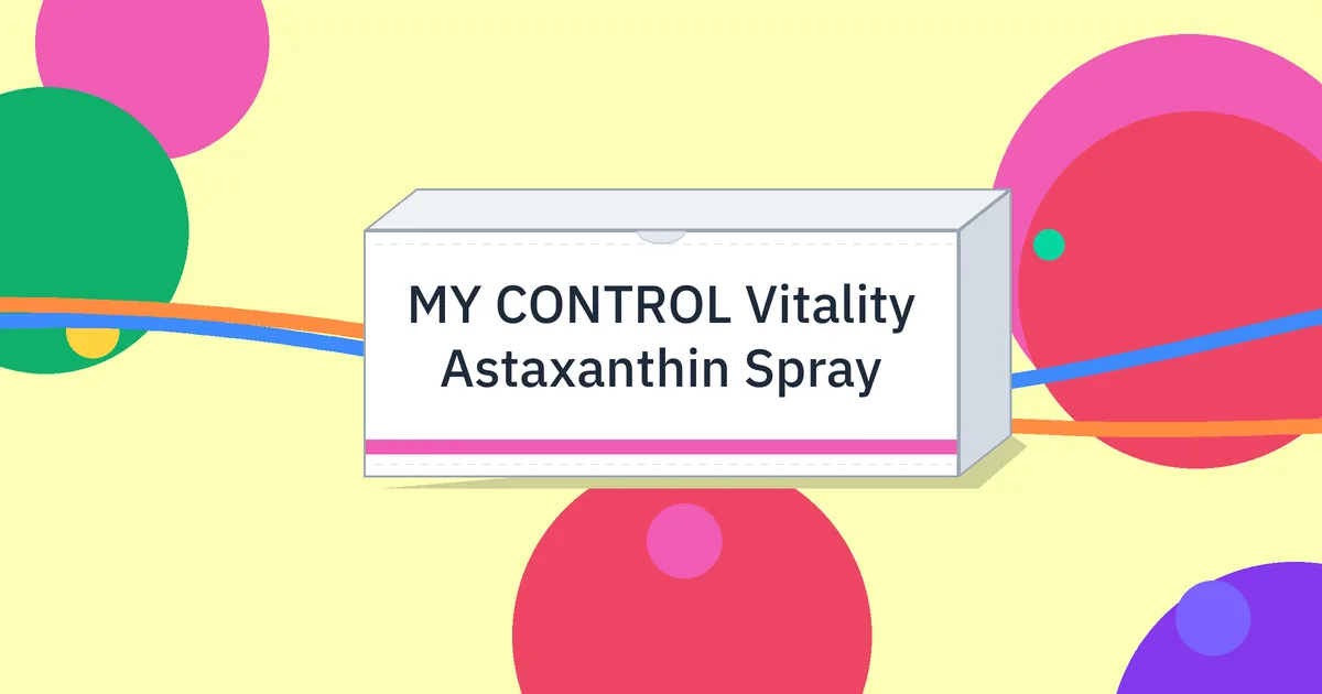 Symbolbild: Packung mit der Aufschrift MY CONTROL Vitality Astaxanthin Spray (PZN 19548893) – Verfügbarkeit und Bezug in Apotheken in Frankfurt am Main
